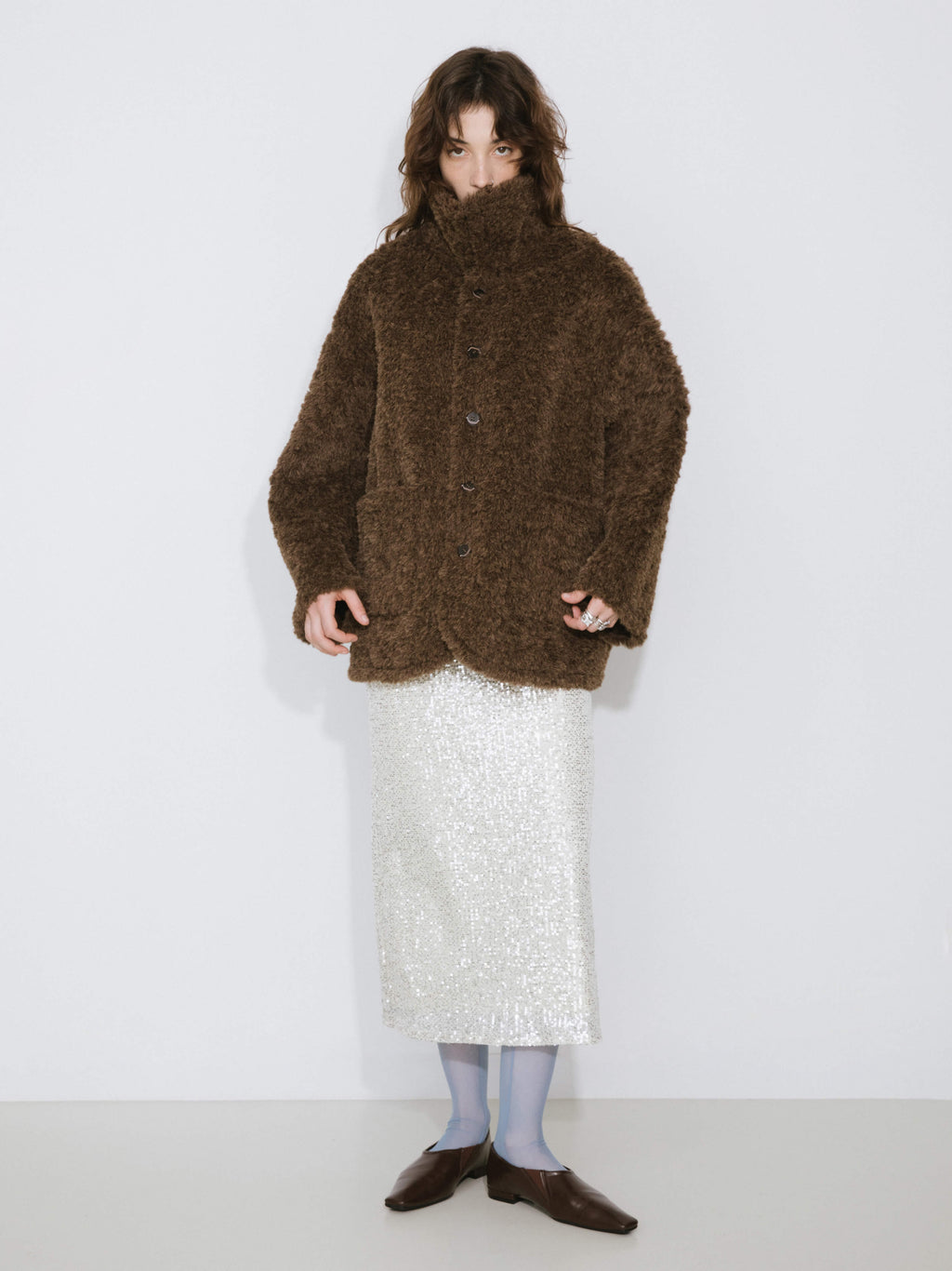 Brown Mid-length Boxy Coat – CUBIC