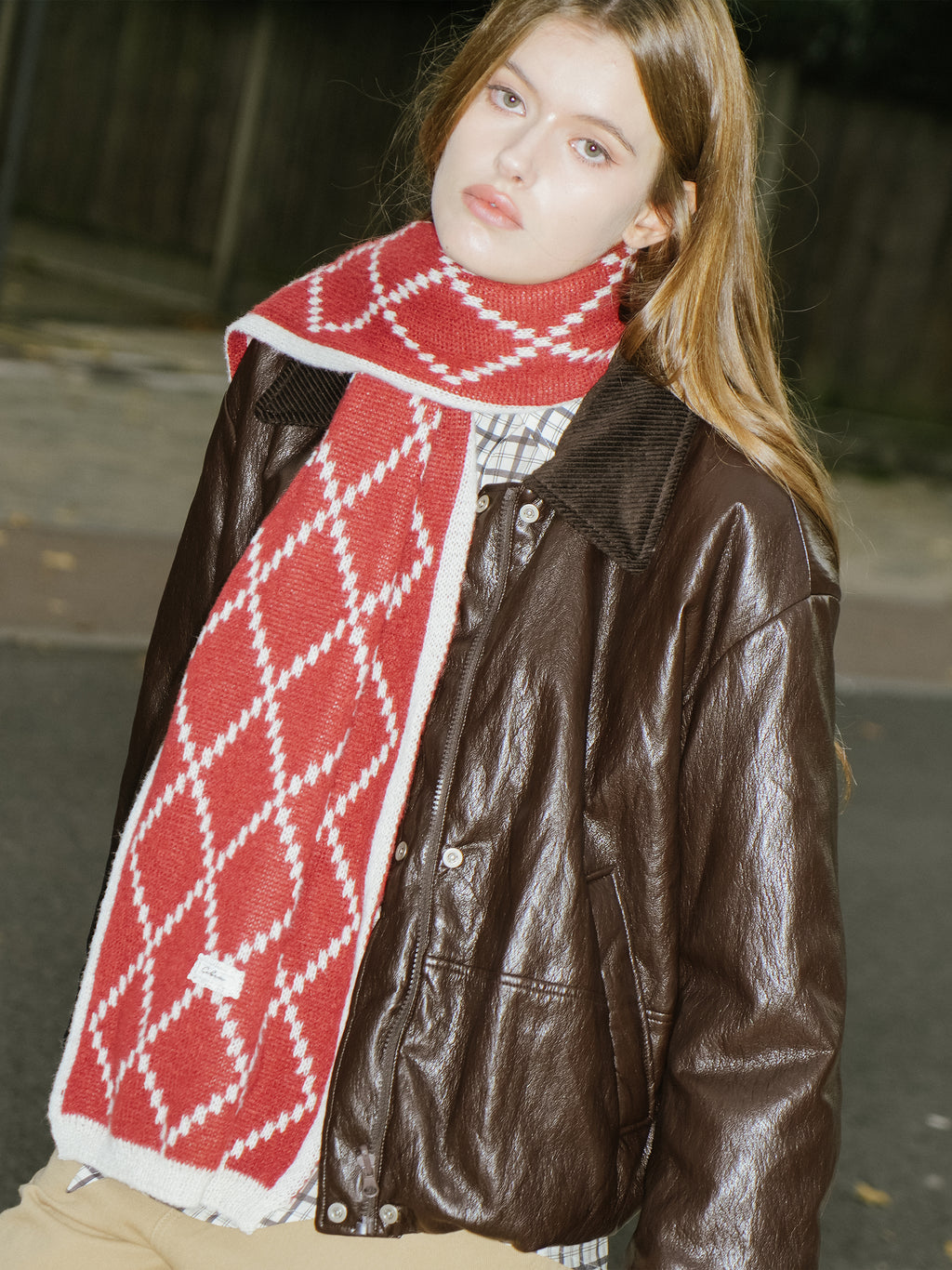 Wool Blend Double-Jacquard Check Scarf – CUBIC
